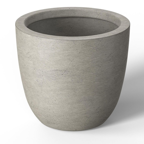 Sapcrete 20 in. Large Light Gray(Enhanced Core) Concrete Round planter / Pot with drainage holes ...