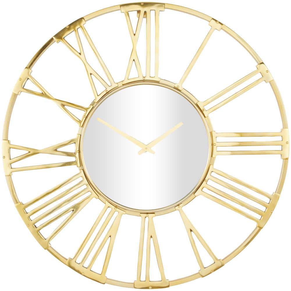 Litton Lane 35 in. x 35 in. Gold Aluminum Metal Open Frame Geometric ...