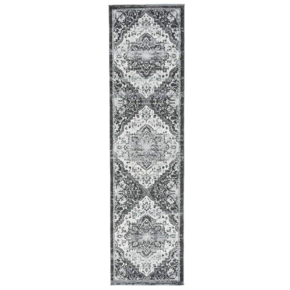 Amer Rugs Alexandria 3 ft. X 11 ft. Ivory, Gray Medallion Area Rug ...