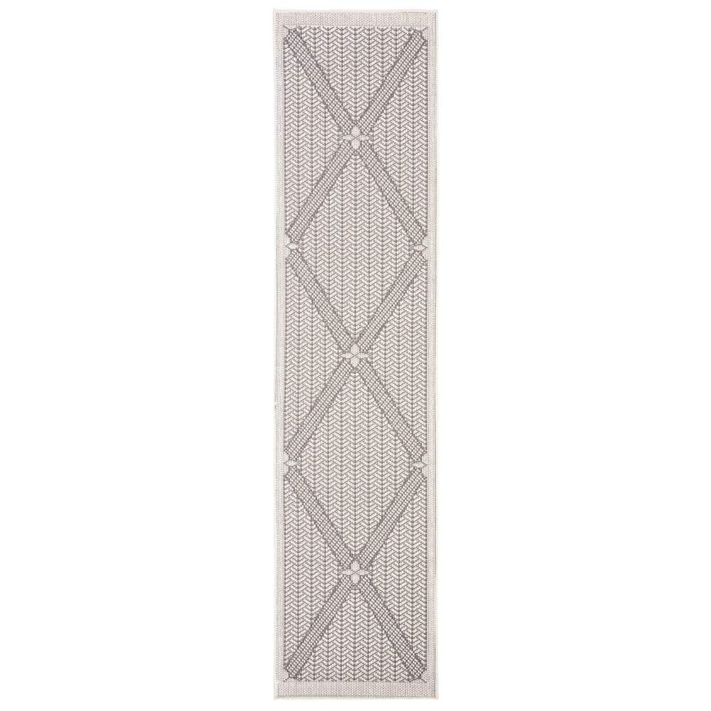 SAFAVIEH Bermuda Cream/Gray 2 ft. x 10 ft. Oversized Diamond Indoor ...