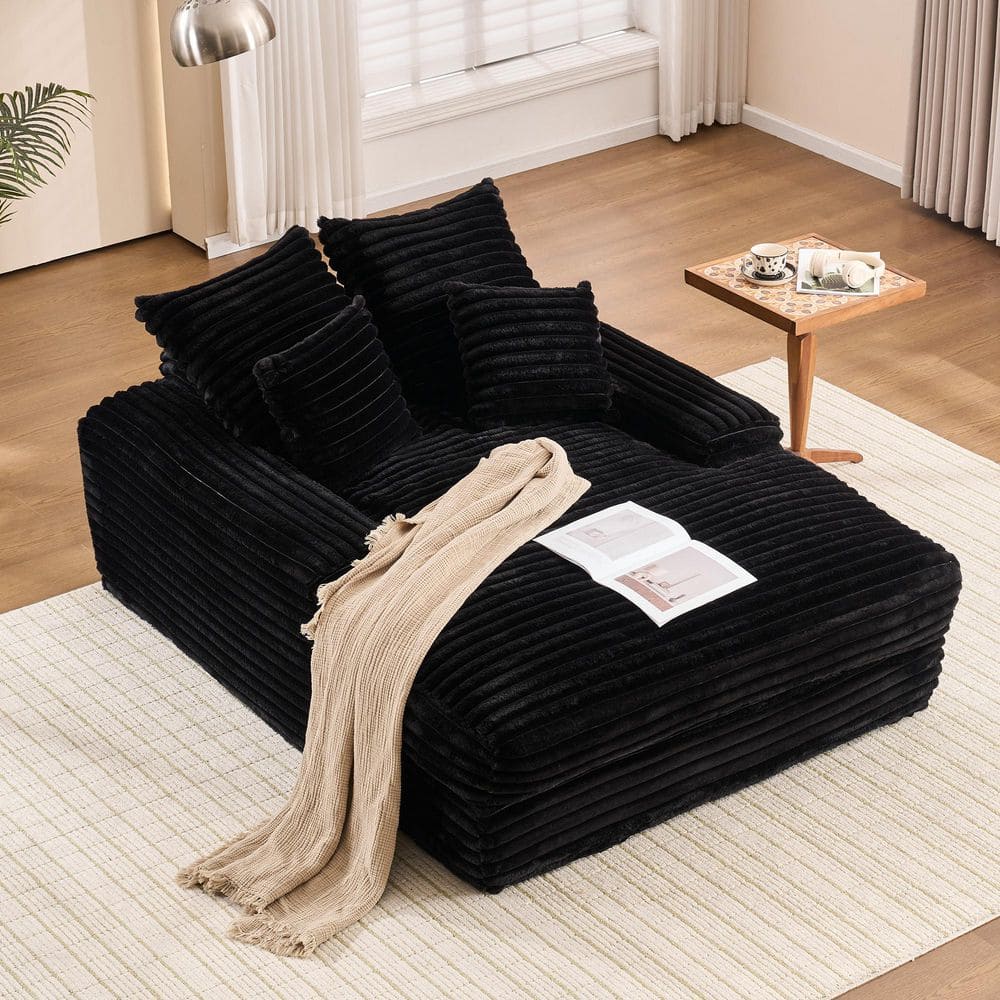 Noble House Cedany Modern Black Corduroy Polyester Upholstered ...