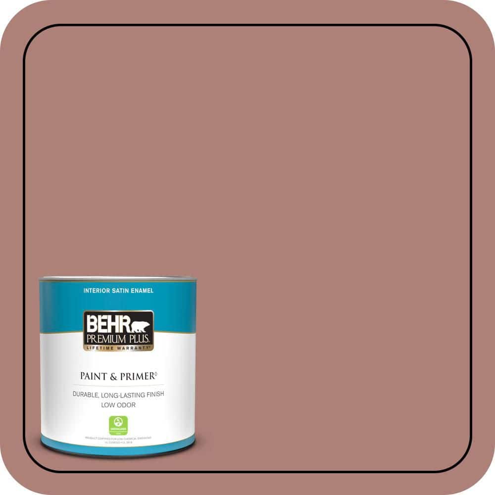 BEHR PREMIUM PLUS 1 qt. #S170-5 Smoke Bush Rose Satin Enamel Low Odor ...