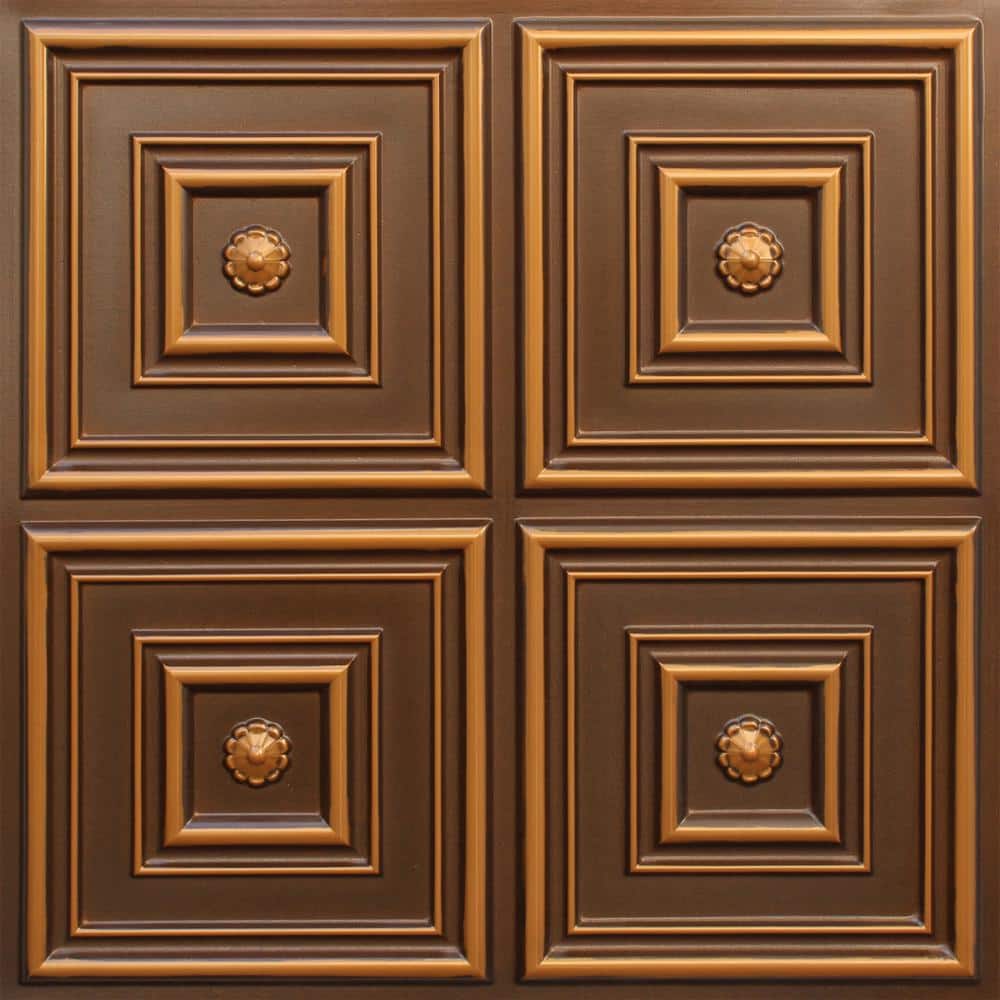 Dundee Deco Falkirk Perth Antique Gold 2 ft. x 2 ft. Decorative Rustic ...