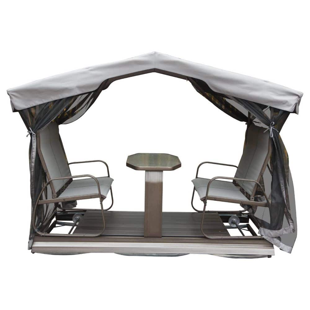 VAMOP Retro 4-Person Aluminum Metal Outdoor Glider Bench with Canopy ...