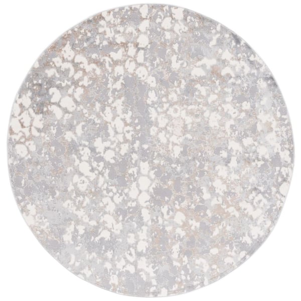 SAFAVIEH Lagoon 7 ft. x 7 ft. Ivory/Gray Spotted High-Low Round Area ...