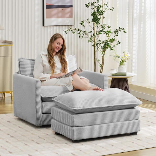 Grey armchair with ottoman store