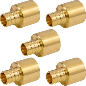 PLUMBFLEX 3/4 in. Brass PEX Barb x 1/2 in. Female Pipe Thread Adapter Fitting (5-Pack) 34125EPFA ...