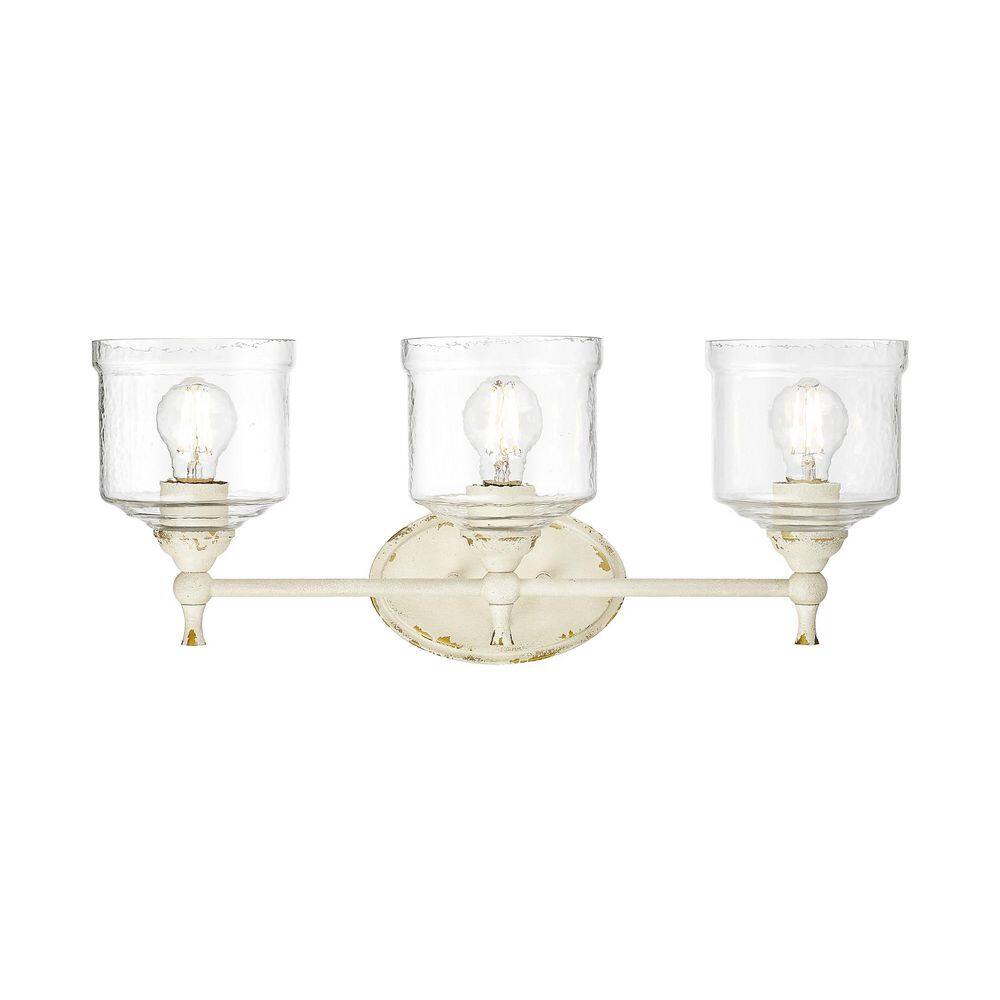 Golden Lighting Keating 7.5 in. 3 Light Antique Ivory Vanity Light with ...