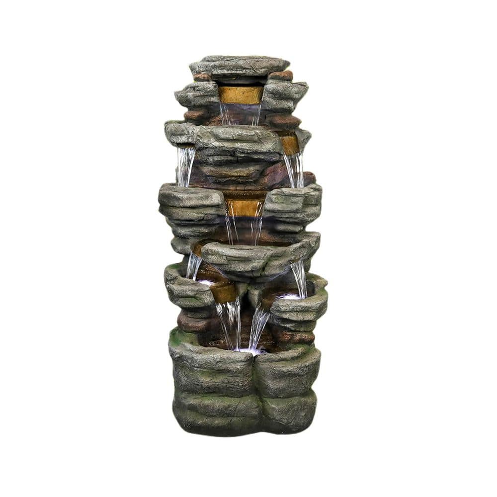 Willit 47 in. Tall Indoor/Outdoor Water Fountain Waterfall Simulated ...