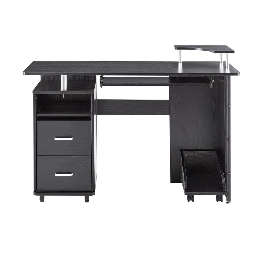 LUCKY ONE 47 in. Computer Desk in Black with Keyboard Tray Storage ...