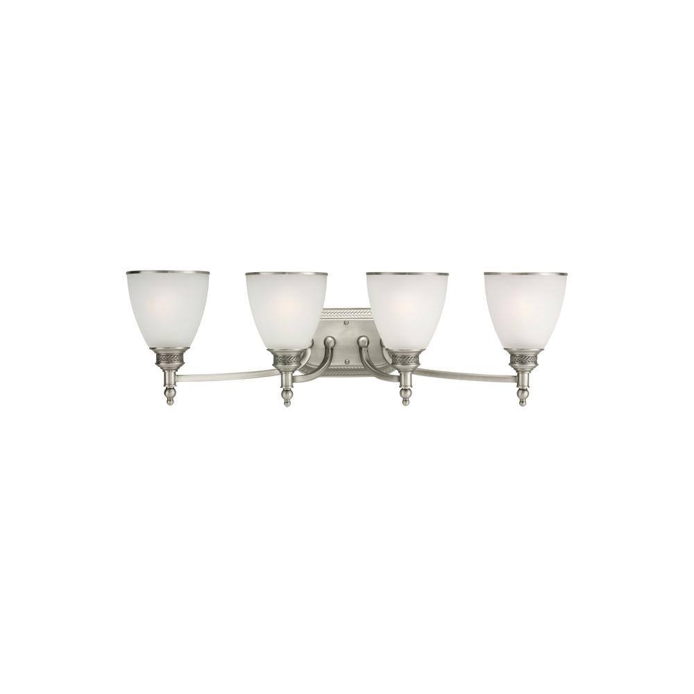 Generation Lighting Laurel Leaf 4-Light Antique Brushed Nickel Bath Light with LED Bulbs ...