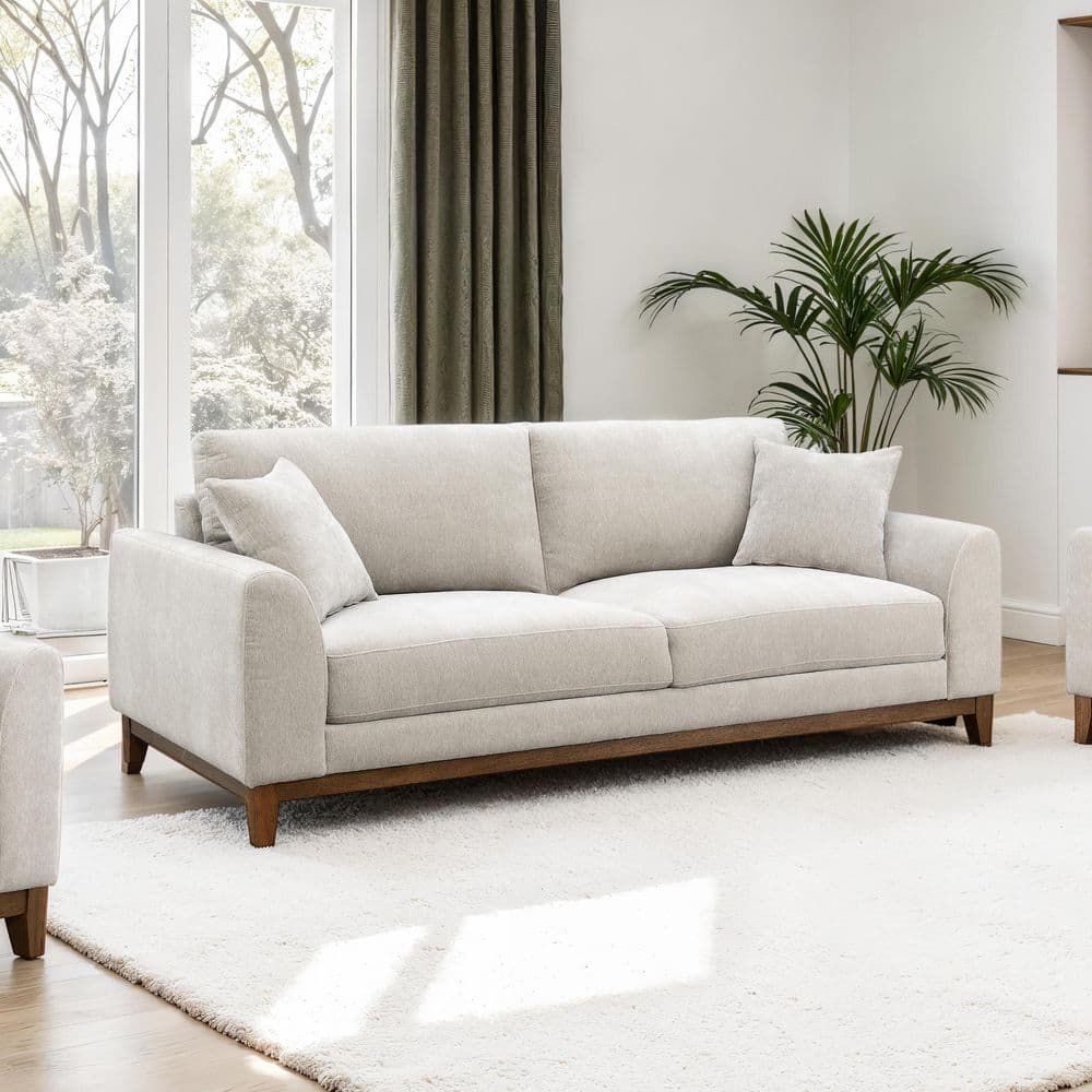 Furniture of America Elsion 84.3 in. Track Arm Chenille Rectangle Sofa ...