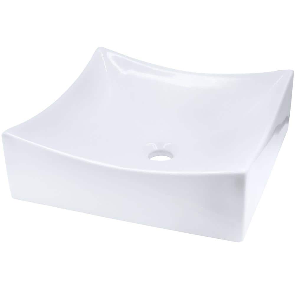 Novatto Modern White Porcelain Square Vessel Sink NP-218421 - The Home ...