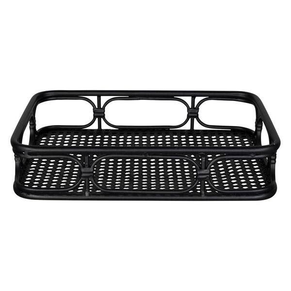 Stratton Home Decor Black Metal Cane Webb Tray S36847 - The Home Depot