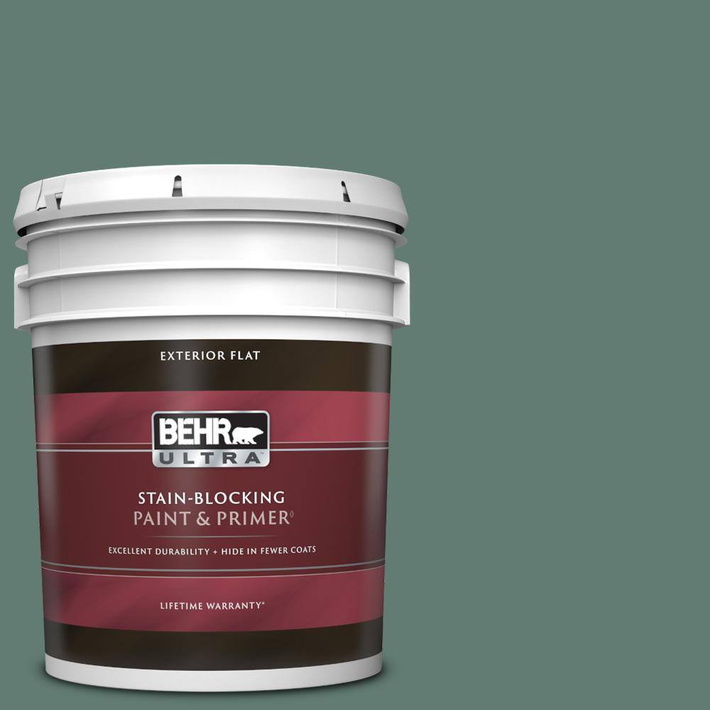 BEHR ULTRA 5 gal. #S430-6 Forest Edge Flat Exterior Paint & Primer ...
