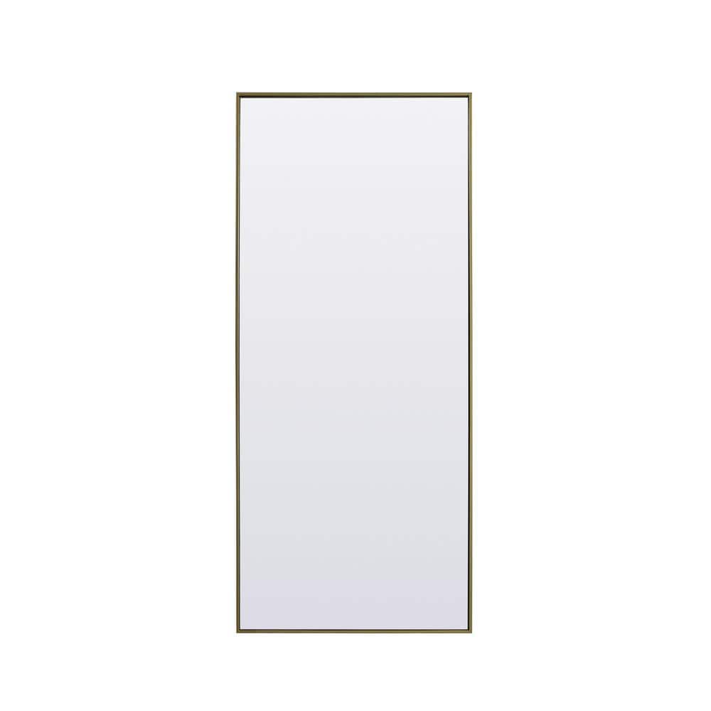 Simply Living 30 in. W x 72 in. H Rectangle Metal Framed Brass Full ...