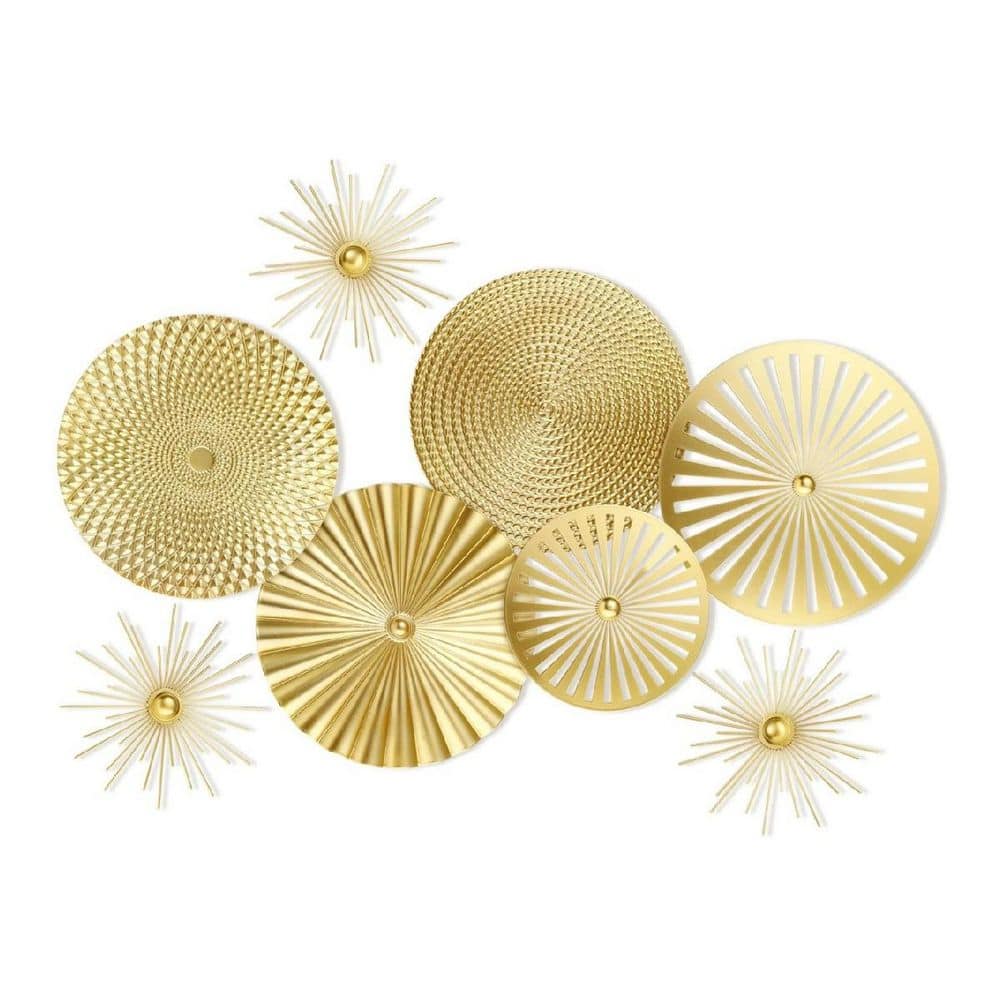 8 Pcs 12 in x 12 in Gold Metal Starbursts Radial Plate with Modern Wall ...
