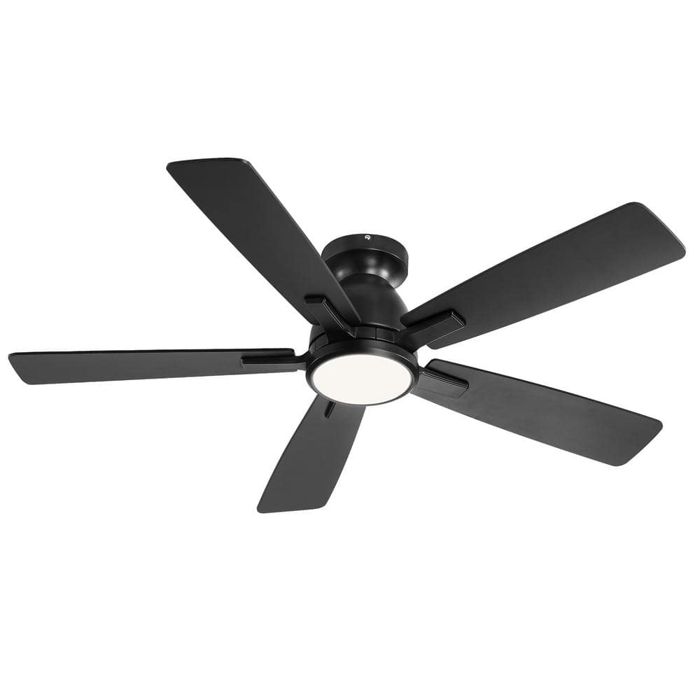 HINNIXY 46 in. Indoor Black Modern Low Profile 3-Colors LED 6-Speed ...