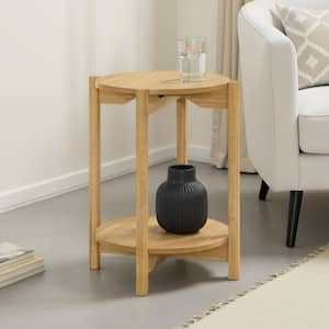 Furniture of America Elix 18 in. Natural Round Wood End Table with Open ...
