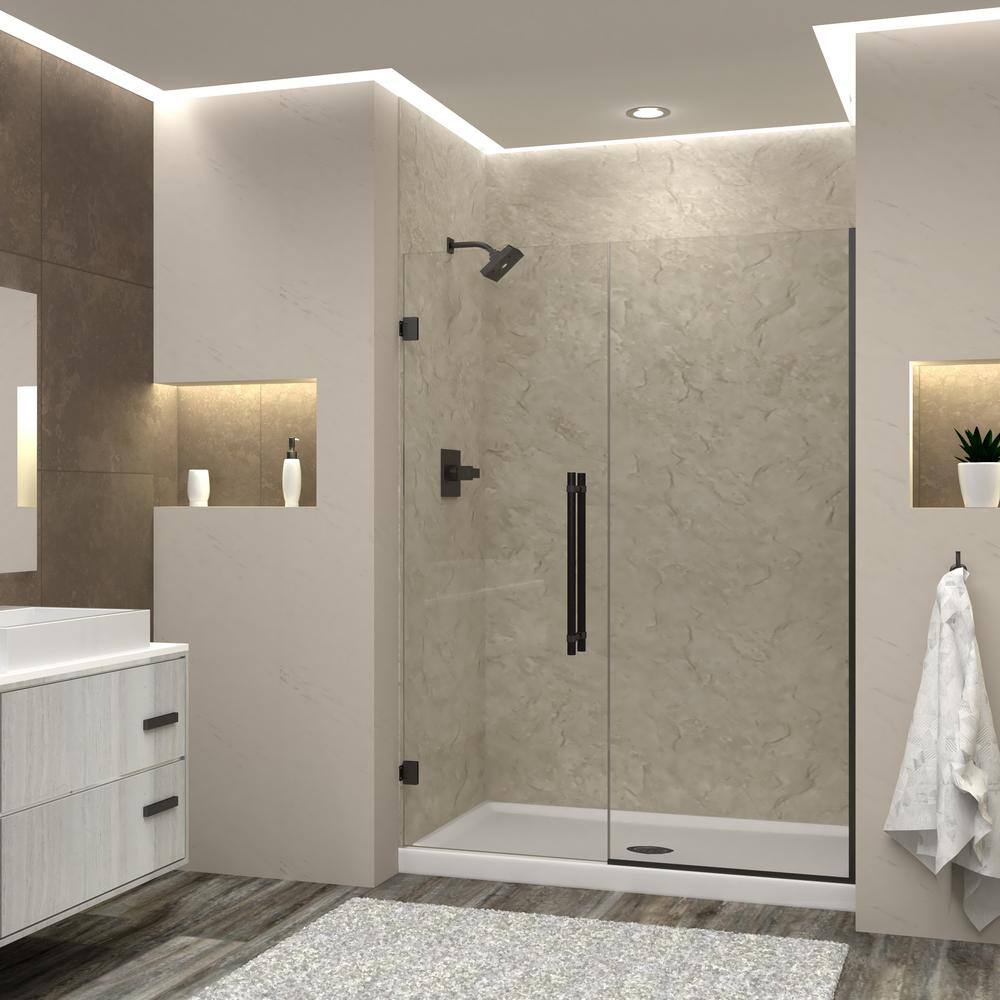 Transolid Elizabeth 58 in. W x 76 in. H Hinged Frameless Shower Door in ...