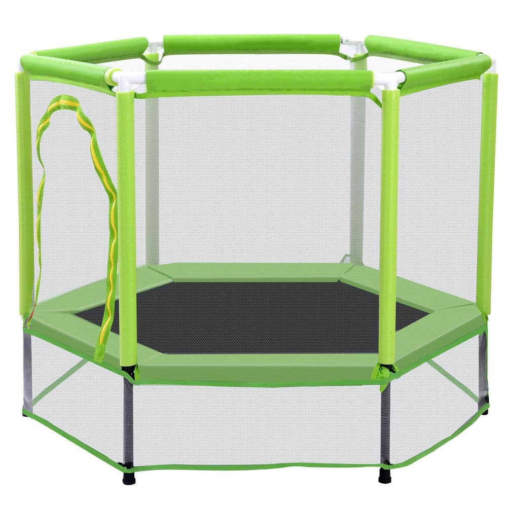 Siavonce 55 in. Toddlers Trampoline with Safety Enclosure Net and Balls ...