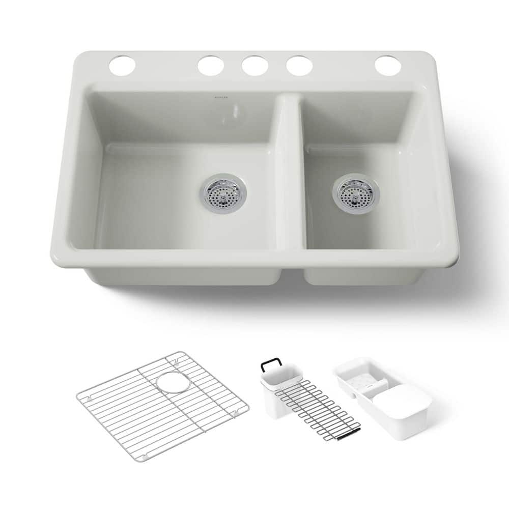 KOHLER Riverby 33 in. x 22 in. x 9-5/8 in. Cast Iron Undermount Large ...