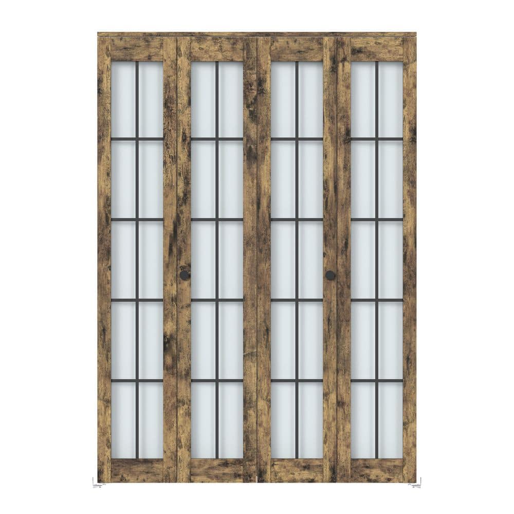 easelife 72 in. x 80 in. Full Lite Frosted Glass Solid Core Brown ...