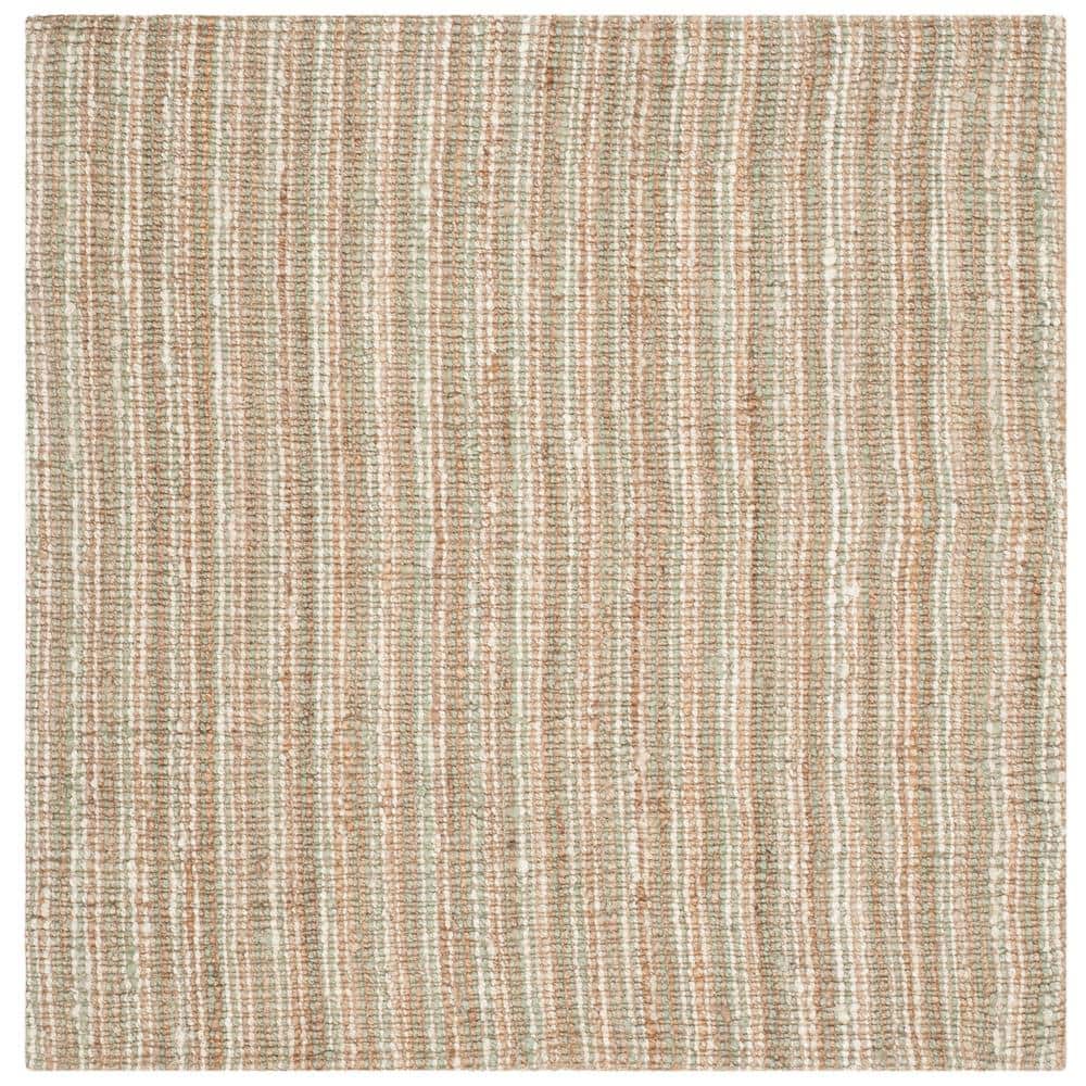 SAFAVIEH Natural Fiber Sage/Beige 4 ft. x 4 ft. Woven Crosstitch Square ...