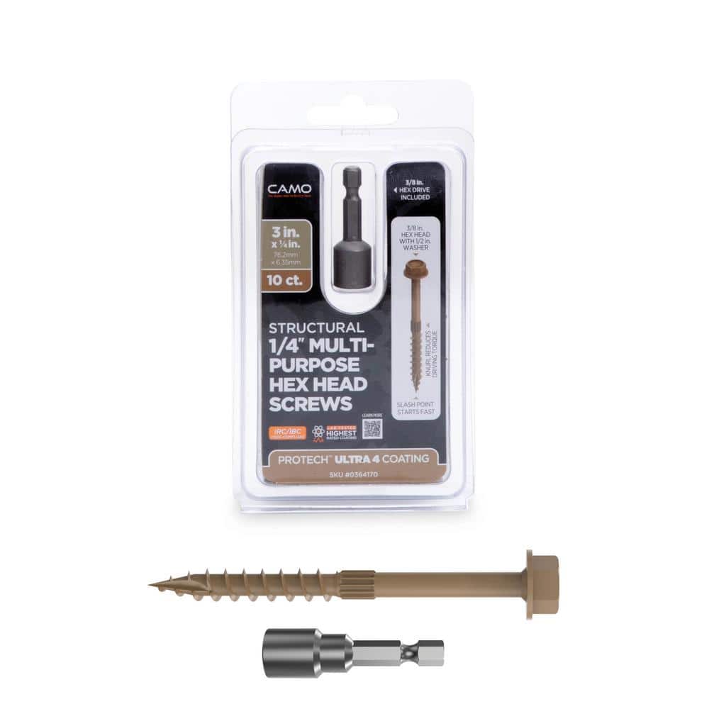 CAMO 1/4 in. x 3 in. Hex Head Multi-Purpose Hex Drive Structural Wood ...