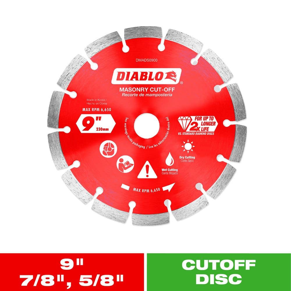 DIABLO 9 in. Diamond Segmented Cut-Off Discs for Masonry DMADS0900 ...