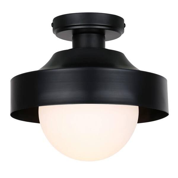 CANARM Baylor 11 in. W x 10 in. H 1-Light Matte Black Outdoor Flush ...