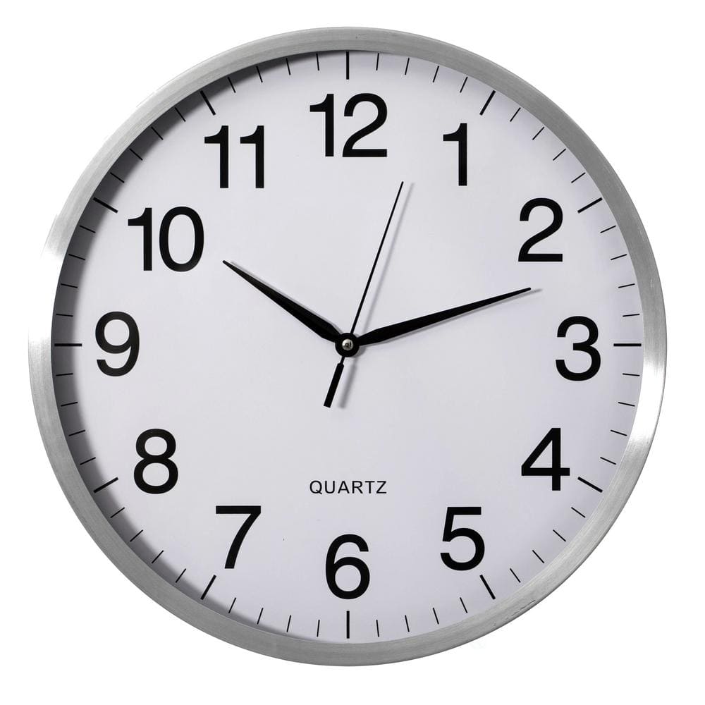 CLOCKWISE 16 in. Round Quartz Wall Clock Non-Ticking Battery Operated ...