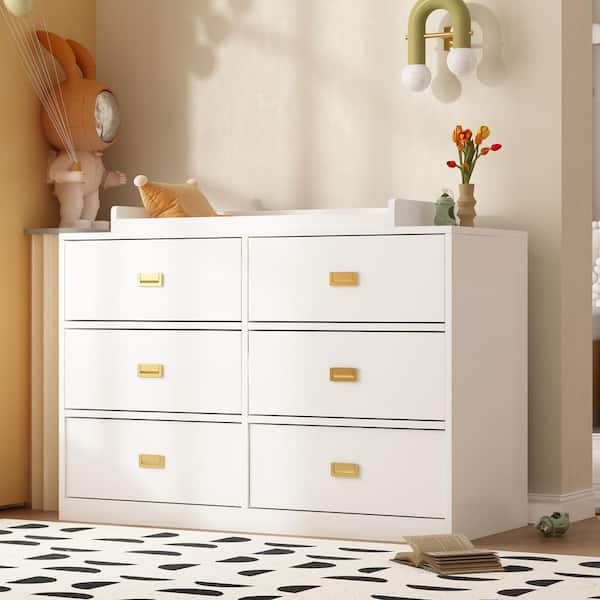 FUFU&GAGA White 6-Drawers 45.1 in. Width Changing Table FUFU&GAGA White 6-Drawers 45.1 in. Width Changing Table