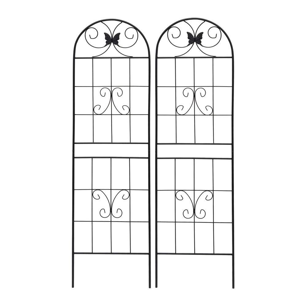 JUJABU 2 Pack 71 in. x 19.7 in. Black Iron Outdoor Rustproof Garden ...