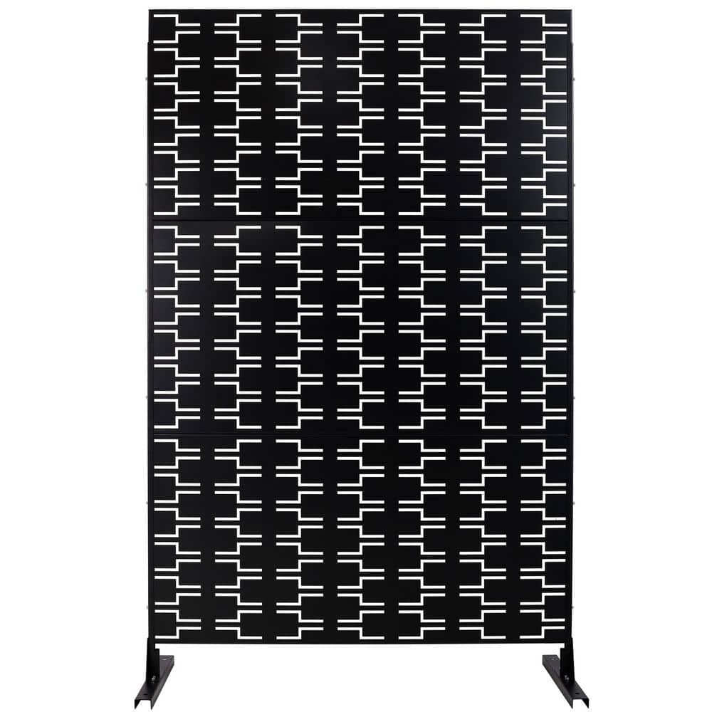 4 ft. x 6 ft. Black Metal Outdoor Privacy Screen, Freestanding ...