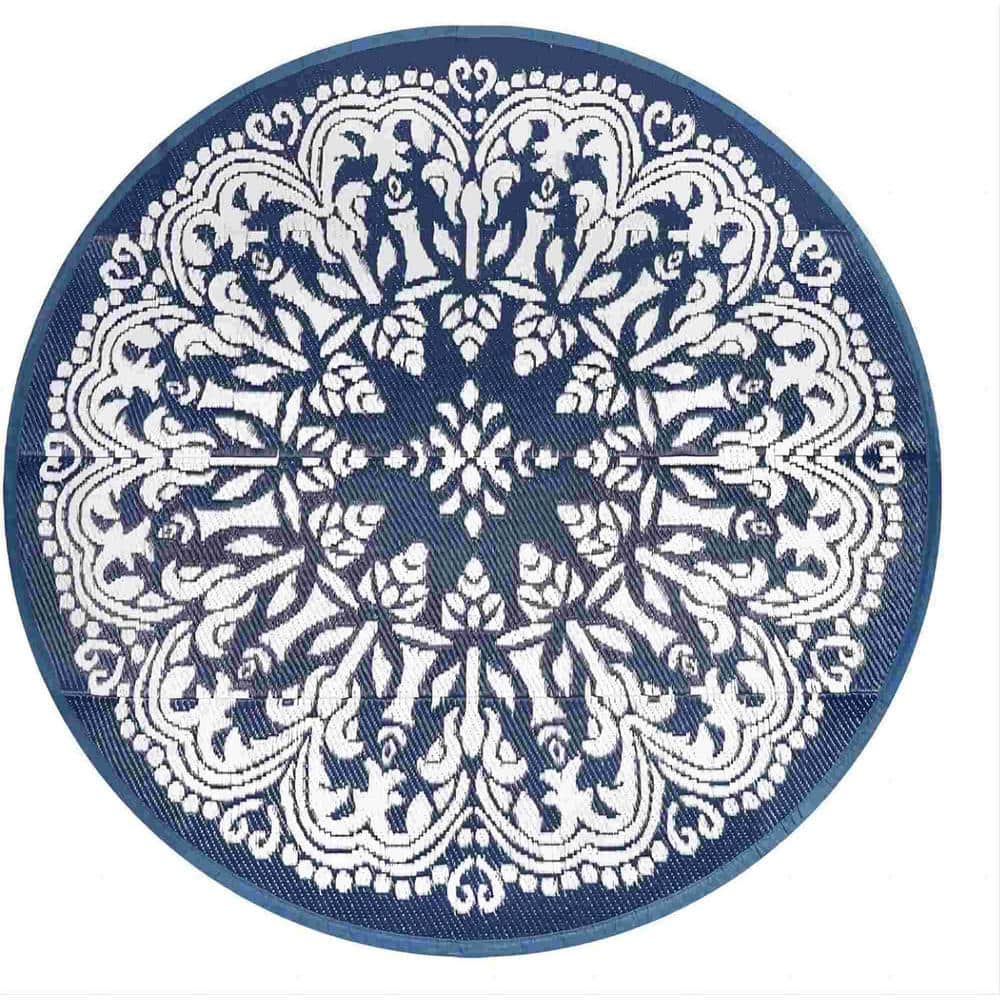 Angel Sar 6 ft. Round Waterproof Indoor Outdoor Area Rugs for Porch ...