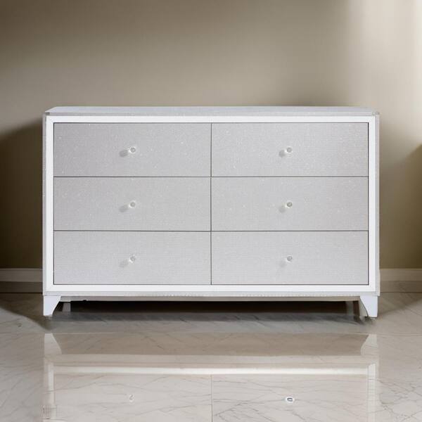 Benjara Silver 6-Drawers 62.25 in. Dresser without Mirror BM306679 ...