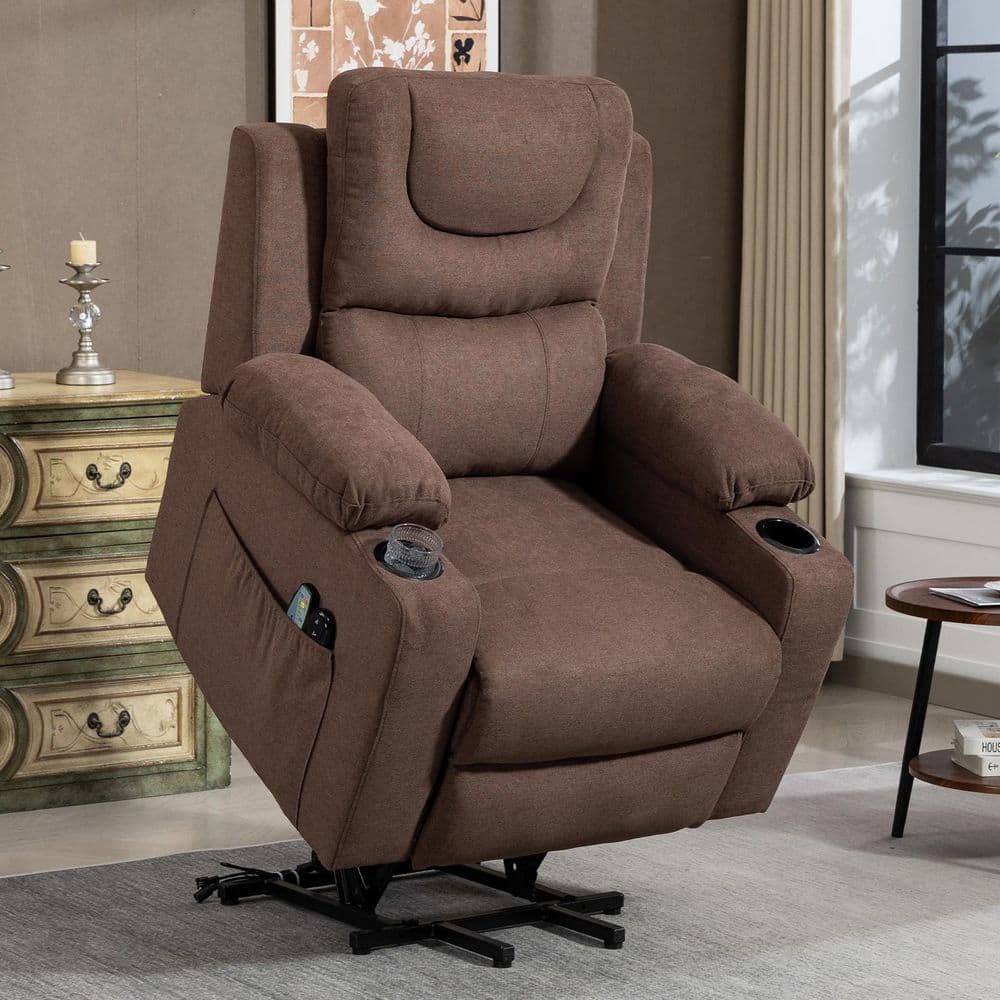 YOFE 160° Lay Flat Brown Short Plush Upholstery 23.2 in. W Seat Living ...