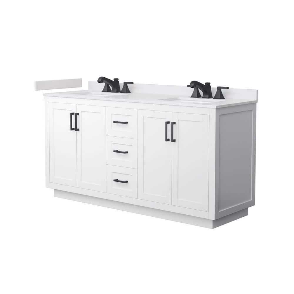 Wyndham Collection Miranda 66 in. Double Freestanding White Bath Vanity ...