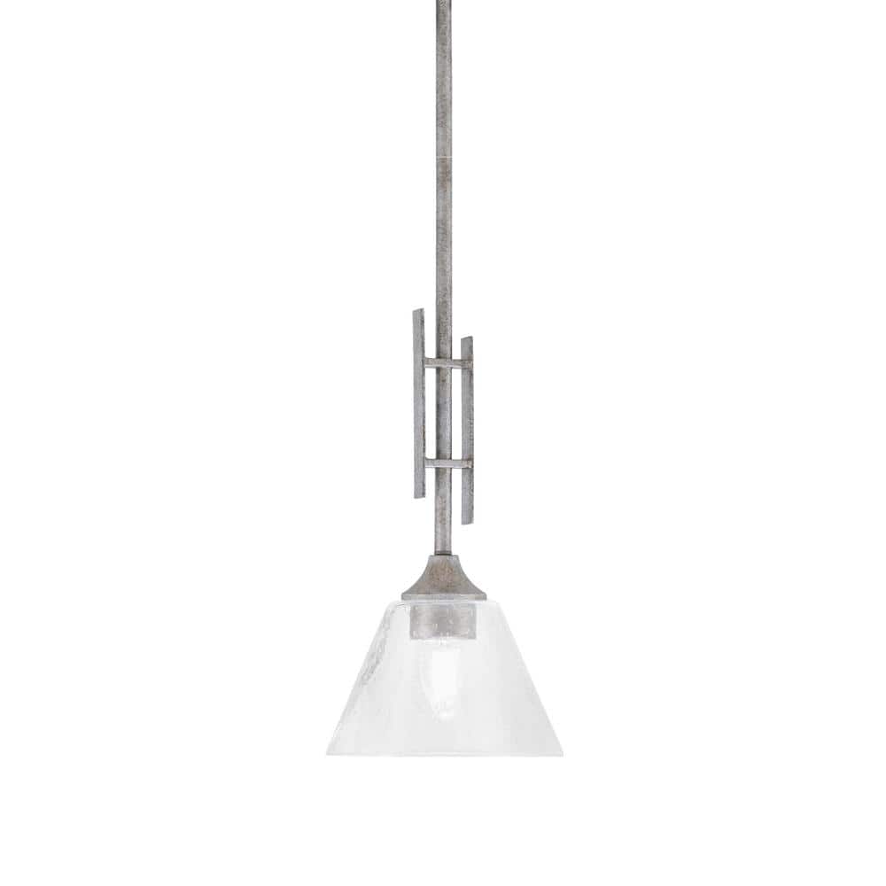 Ontario 60-Watt, 1-Light Aged Silver Stem Hung Mini Pendant Light with ...