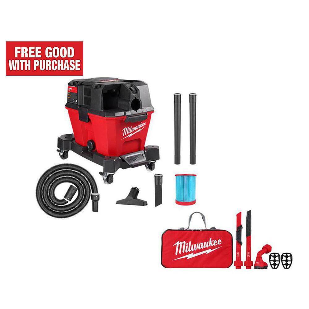 Milwaukee M18 FUEL 6 Gal. Cordless Wet/Dry Shop Vacuum W/AIR-TIP 1-1/4 ...
