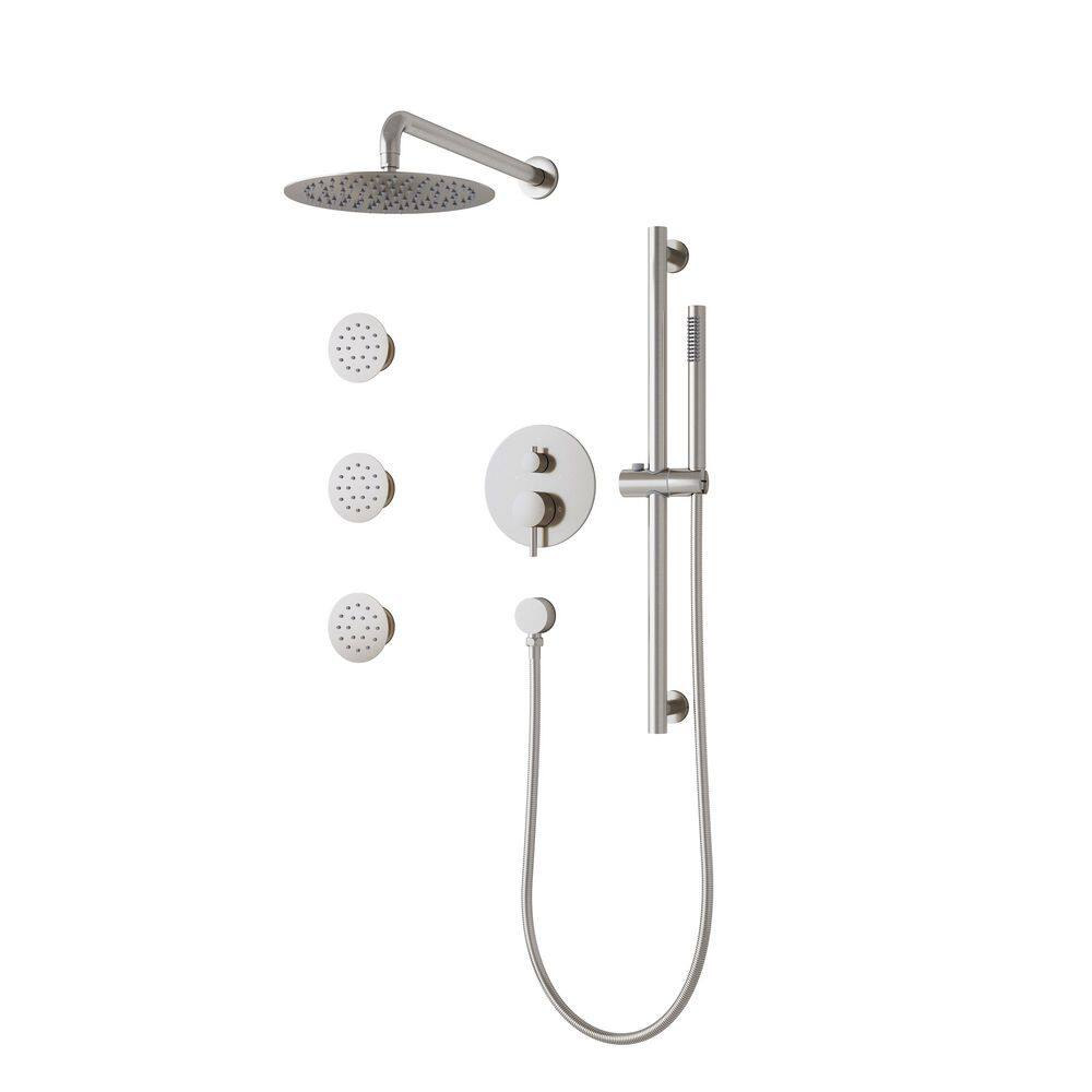 WELLFOR 3-Spray 10 in. Square Showerhead Shower System Wall Bar Shower ...