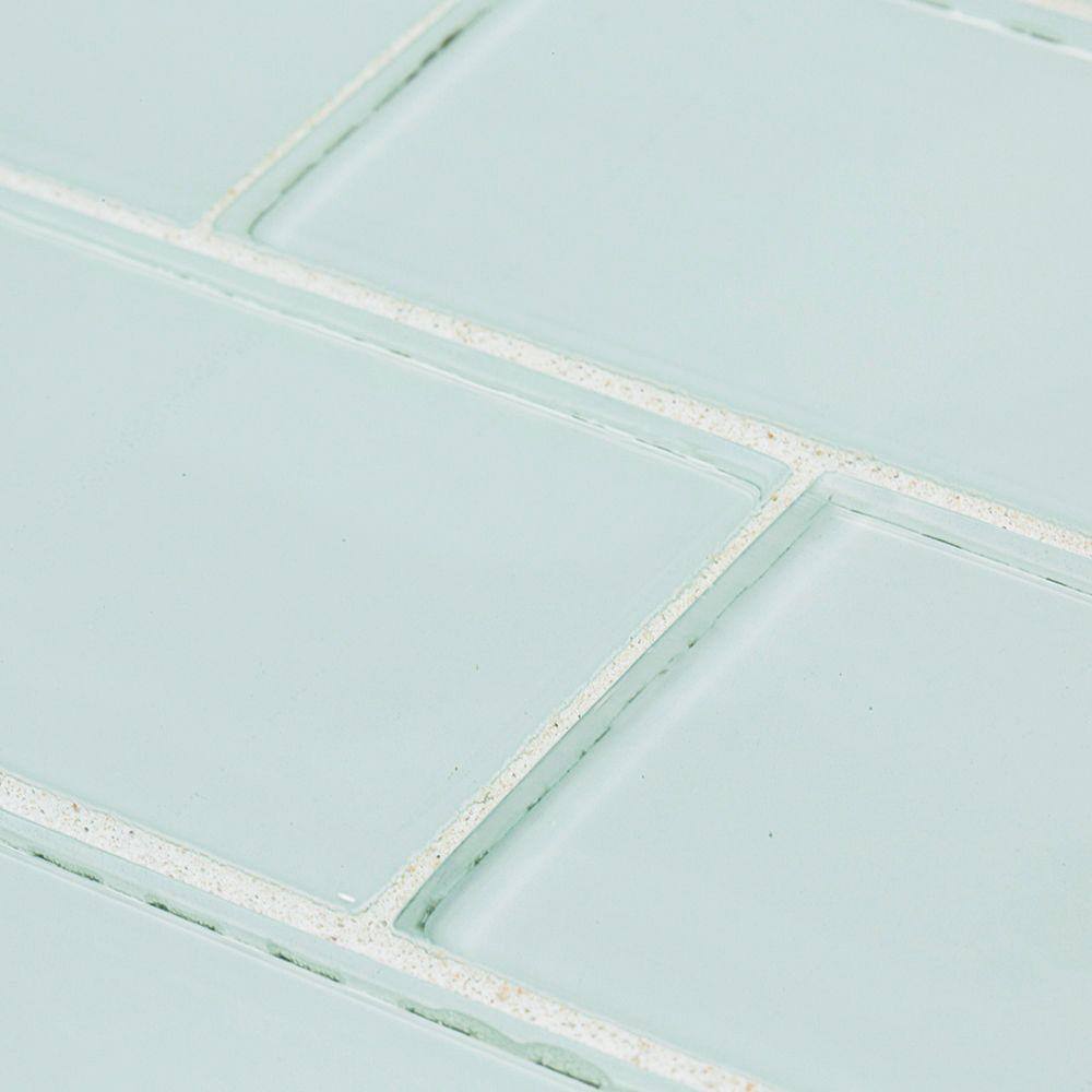 Jeffrey Court Morning Mist Blue 3 in. x 6 in. Glossy Glass Wall Tile (1 ...