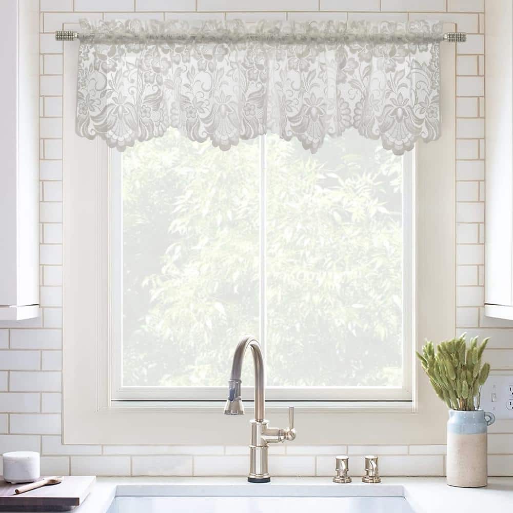 Habitat Limoges Rod Pocket Valance Flat in. White 55 x 15 Sheer- in ...