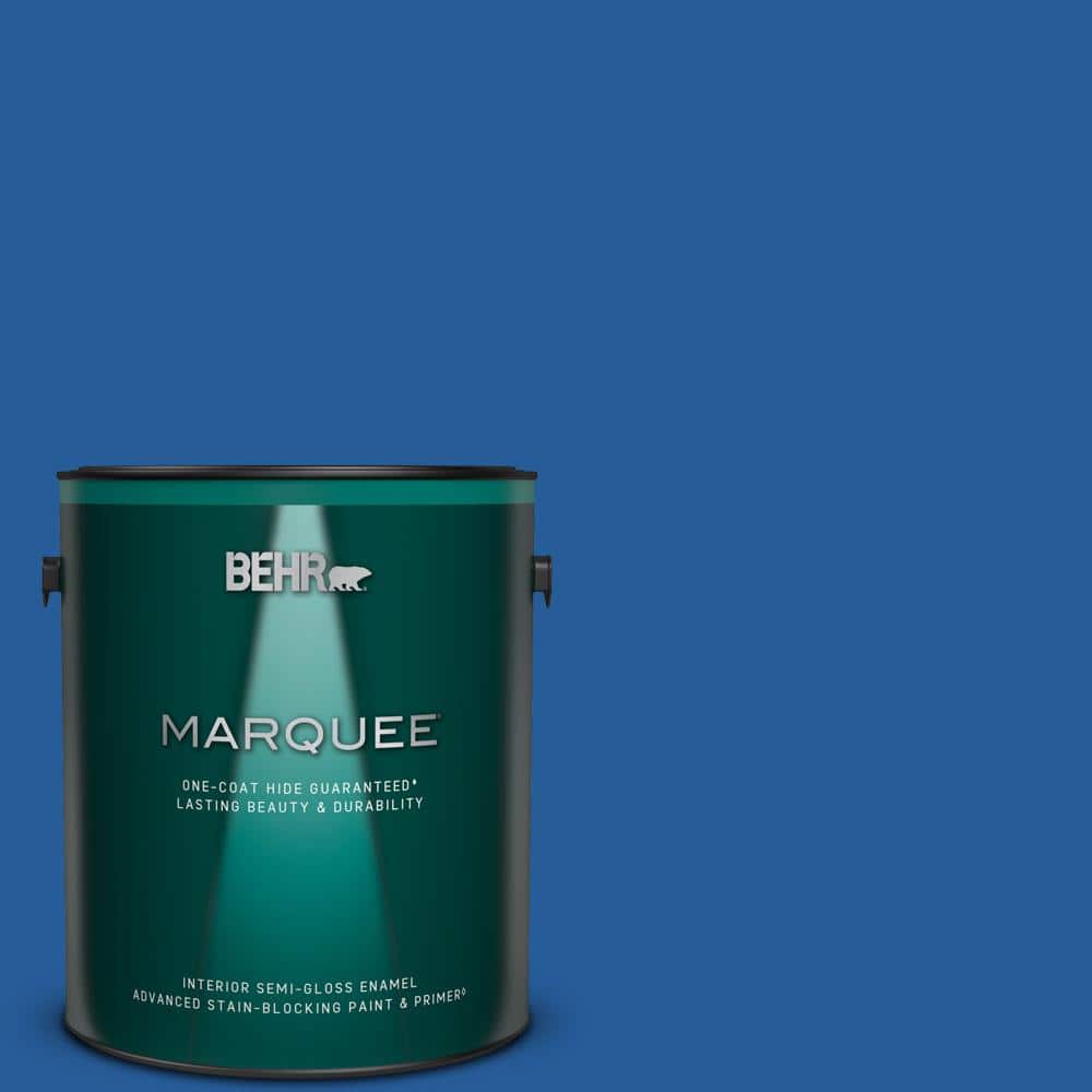 BEHR MARQUEE 1 gal. #P510-7 Beacon Blue One-Coat Hide Semi-Gloss Enamel ...