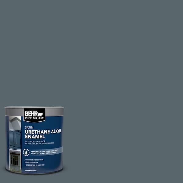 BEHR PREMIUM 1 qt. #N470-6 Whale Gray Satin Enamel Urethane Alkyd ...