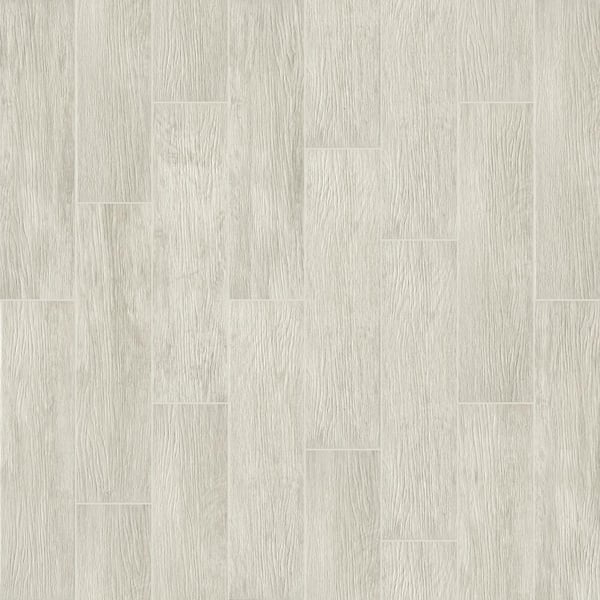 TrafficMaster Capel Bianco 6 in. x 24 in. Matte Ceramic Wood Look Floor ...