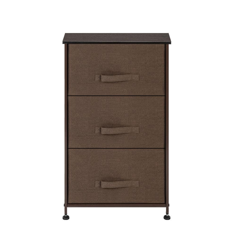 Karl home 12 in W. x 28.74 in. H Brown 3-Drawer Fabric Storage Chest ...