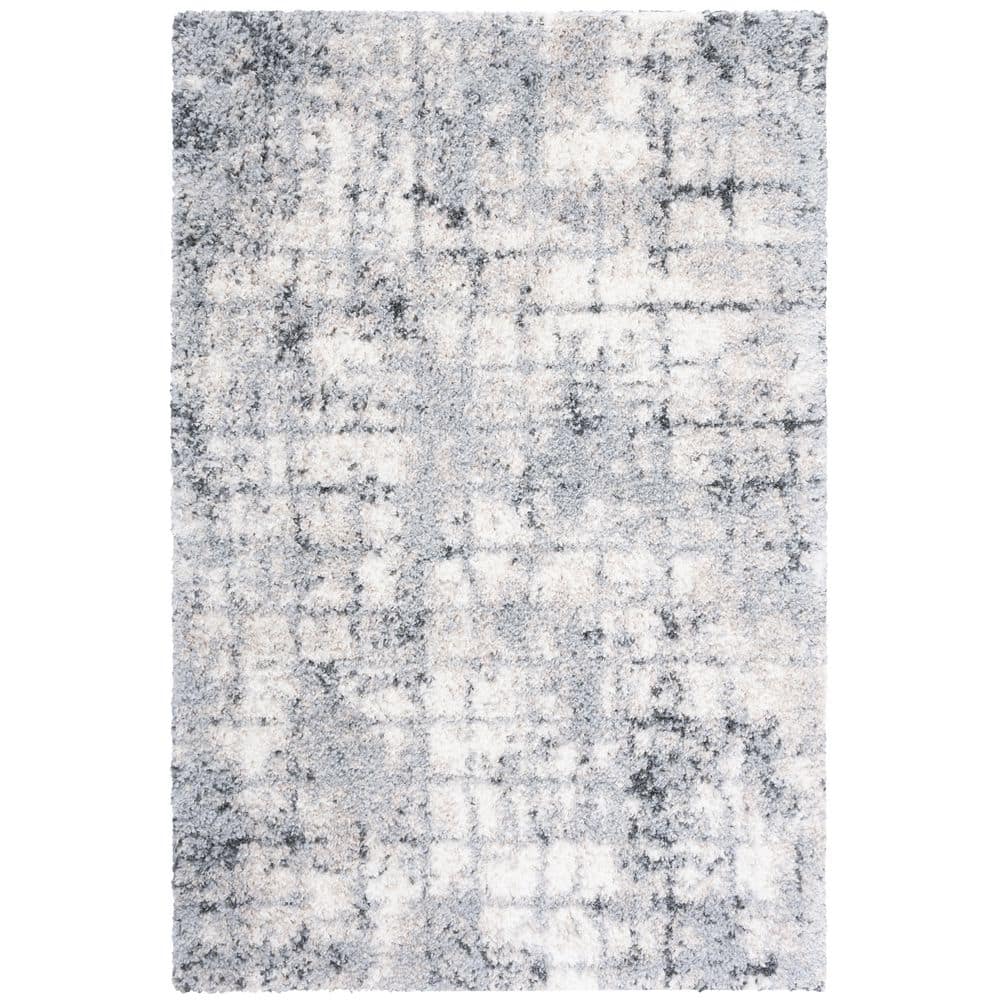SAFAVIEH Berber Shag 4 ft. x 6 ft. Gray/Ivory Geometric Abstract Area ...