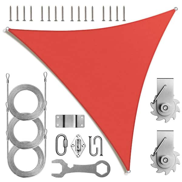 AMGO 22 ft. x 22 ft. x 22 ft. Triangle Sun Shade Sail with Hardware Kit ...